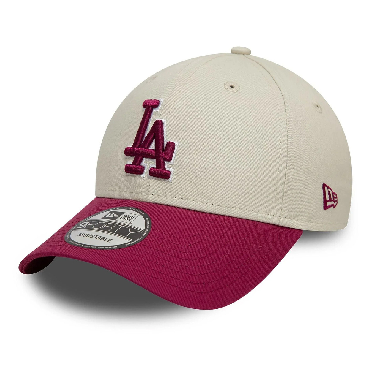 New Era LA Los Angeles Dodgers World Series Patch Cream Dark Red 9FORT ...